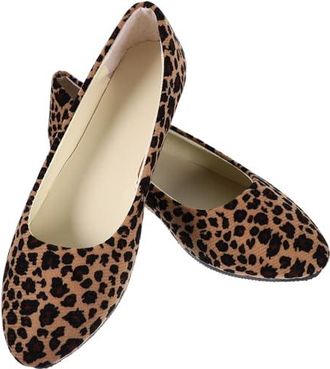 BESPORTBLE Chaussures Plates &agrave; Bout Effil&eacute; pour Femmes Imprim&eacute; L&eacute;opard Kaki Taille 40 Style D&eacute;contract&eacute; pour Soir&eacute;e Travail et Shopping Confortables et Faciles &agrave;