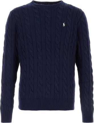 Polo Ralph Lauren Homme, Pulls, Bleu, Taille: 2XL Cable Knit Crewneck Sweater