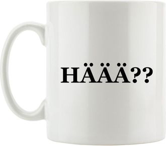 Pixxprint HÄÄÄ? Frage dumm Tasse, ca. 300ml Fassungsvermögen, Keramik Weiß, Spülmaschinenfest