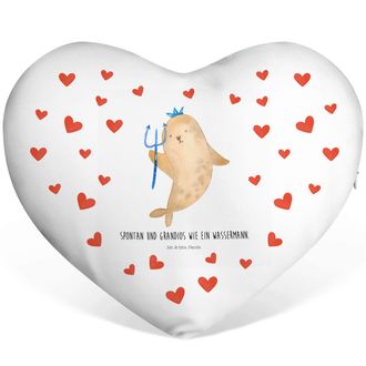 Mr. & Mrs. Panda Herzkissen Sternzeichen Wassermann - Geschenk, Liebeskissen, Verlobung, Kuschelkissen Herz, Geburtstag Februar, Valentinstag, Meermann, Jahrestag, Nix
