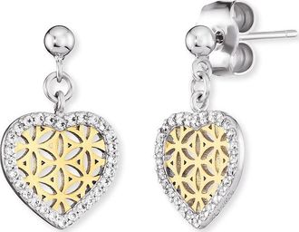 Engelsrufer Ohrringe Lebensblume in Herzform aus Sterlingsilber mit Zirkonia in Bicolor, Durchmesser: 11,3mm, ERE-HEARTLIFL-ZI-BIG