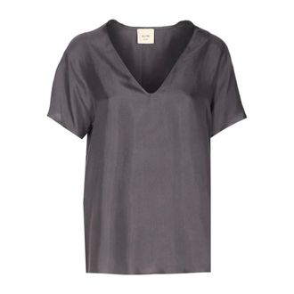 Alysi Femme, Blouses et Chemises, Gris, Taille: 38 FR Blouse Twill Enzimato