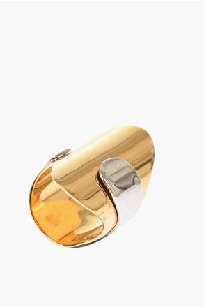 Jil Sander Two Tone Brass Ring with Asymmetric Design size M