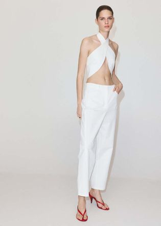 Mango Ballonhose mit hoher Taille wei&szlig; - Damen - 32 - MANGO