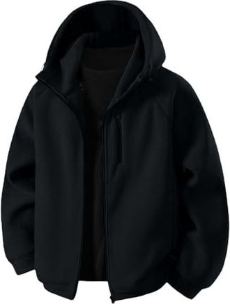 Generic Veste polaire chaude pour homme - Avec capuche - Couleur unie - Avec fermeture &eacute;clair - Confortable - Pour lext&eacute;rieur - Veste de sport - Sweat &agrave; capuc