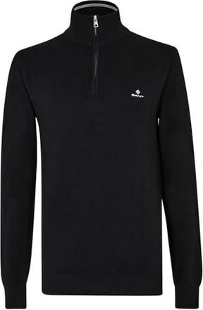 GANT Halfzip Pull &Agrave; Demi-Zip en Coton Piqu&eacute;, Black, L Homme