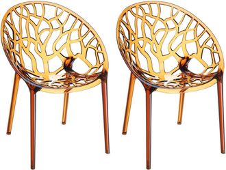 Clp 2er-Set XXL Gartenstuhl-Crystal aus Kunststoff I 2 x Wetterbeständiger Stapelstuhl mit Einer maximalen Belastbarkeit von 160 kg, Farbe:Bernstein