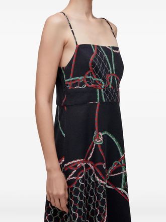 Osklen robe mi-longue à imprimé corde - Noir