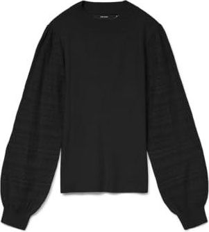 Vero Moda Vmnewlimone Ls Highneck Pullover Boo Pull &agrave; col Haut, Noir, L Femme