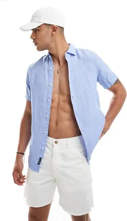 Superdry Studios - Chemise casual en lin - Bleu clair chambray