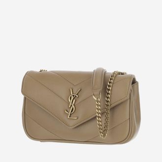 Saint Laurent Womens Small Loulou Bag Beige Lambskin Leather Shoulder