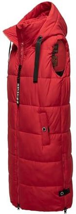 Navahoo Gilet dext&eacute;rieur long sans manches pour femme - Veste dhiver chaude - XS &agrave; 3XL, Salsa Red, S