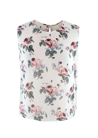 Saint Laurent Crepe Sleeveless Floral Top Size XS