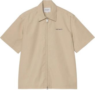 Carhartt Work in Progress Homme, Chemises, Beige, Taille: M S/S Postal Zip Shirt