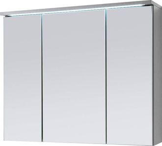 Möbelando Spiegelschrank Badschrank Spiegel Badhängeschrank Badmöbel Kirkja I Titan/Weiß 80 cm