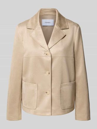 Comma Regular Fit Blazer in Leder-Optik mit aufgesetzten Taschen