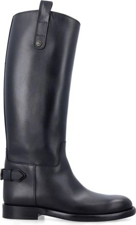 Burberry Stiefel - Leather Cavalier Boots With Buckle Detail - Gr. 36 (EU) - in Schwarz - f&uuml;r Damen