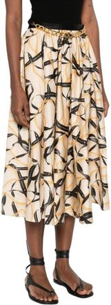 Elisabetta Franchi Femme, Jupes, Multicolore, Taille: 42 FR Jupe midi imprim&eacute;e