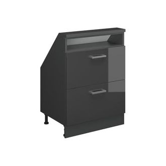 Vicco Meuble de Rangement sous Pente Rion, Anthracite Brillant/Anthracite, avec 2 tiroirs