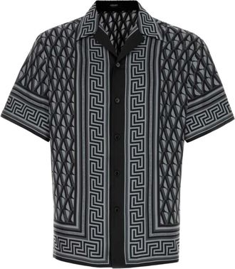 Versace Homme, Chemises, Noir, Taille: M Chemise Slim en Twill de Soie Imprim&eacute;e