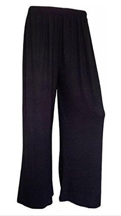 ZEE FASHION Neuf Pour Femmes Jambe Large Bas &Eacute;vas&eacute; Grande Taille Pantalon Palazzos Pantalon Uni 12-30 - Femmes, Noir, XXL - 48-50