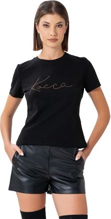 Kocca Femme, Tops, Noir, Taille: 38 FR T-shirt basique avec logo