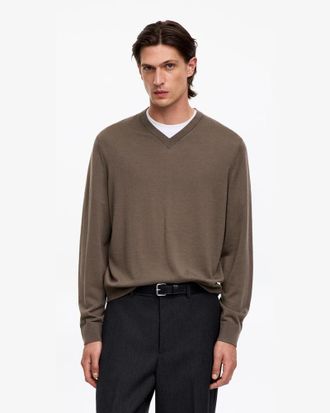 Arket Merino-Pullover Mit V-Ausschnitt -Beige