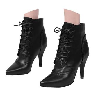 Generic Bottes victoriennes vintage des ann&eacute;es 70 pour femme avec lacets et talon chaton - Couleur unie - Confortables - Style Renaissance - Avec fermeture &eacute;c