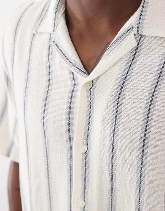 Selected Chemise densemble textur&eacute;e 100 % coton - Rayures bleues