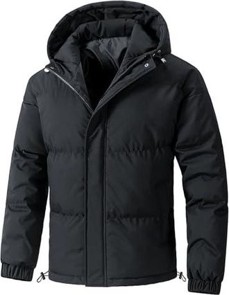Generic Doudoune dhiver chaude d&eacute;contract&eacute;e &agrave; manches longues et col montant &agrave; capuche et fermeture &eacute;clair int&eacute;grale pour homme, Noir, 8XL