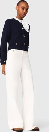 Maje Cardigan, Abnehmbarer Stickkragen - Marineblau - Maje