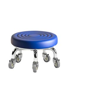 Generic PU Leder Niedriger runder Rollhocker Drehbarer Drehhocker Kleiner, Verstellbarer Rolldrehhocker Stuhl mit rundem Sitz Heavy Duty Metallgestell Leder K