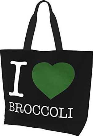 AOOEDM I Love Broccoli Ladies Canvas Tote Sac &agrave; provisions r&eacute;utilisable