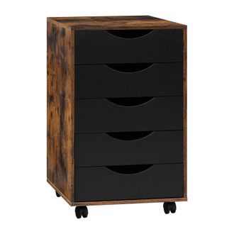 Woltu Rollcontainer mit 5 Schubladen, mobiler Aktenschrank mit Rollen, Schubladenschrank B&uuml;roschrank B&uuml;rocontainer, Schreibtisch Unterschrank, f&uuml;r B&uuml;ro Zuha