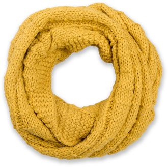 styleBREAKER Unisex Strick Loop Schal kariert, Uni Feinstrick Schlauchschal, Winter Strickschal 01018154, Farbe:Curry