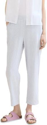 Tom Tailor Denim TOM TAILOR Denim 1042094 Pantalon Coupe fuselée, 35562-Bleu Clair et Blanc à Petites Rayures, XL Femme