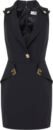 Elisabetta Franchi Femme, Robes, Noir, Taille: 36 FR Double Layer Stretch Crepe Mini Dress