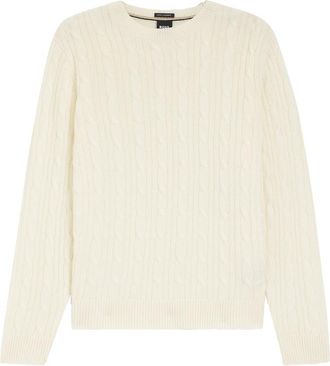 HUGO BOSS Strick-Pullover mit Zopfmuster und Kaschmiranteil in