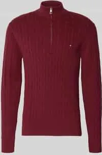 Tommy Hilfiger Regular Fit Troyer aus reiner Baumwolle mit Logo-Stitching
