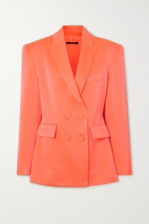 Alex Perry Wells Doppelreihiger Blazer Aus Satin-crêpe - Orange