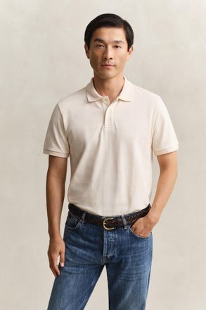 GANT Herren Strukturiertes Poloshirt mit Streifen (XXXL) CREAMED Wei&szlig;