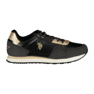 U.S.Polo Association Sportliche Schn&uuml;rschuhe Schwarz Kontrast Logo - - Shoes - Damen - Schwarzk - 35 EU