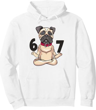 BDAZ Funny 67 Mops Hund Yoga Hand Pose Grafik Pullover Hoodie