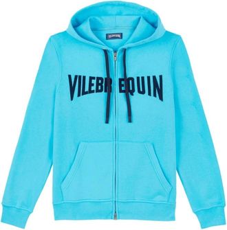 Vilebrequin Homme, Sweatshirts et sweats &agrave; capuche, Bleu, Taille: 2XL SweaT-shirt &agrave; capuche zipp&eacute; en coton avec logo cousu