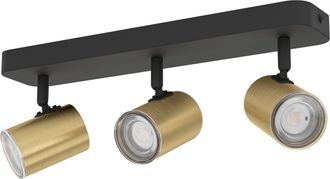 Eglo Deckenlampe Consuma 1, Spotbalken 3-flammig, Spot Deckenleuchte Badezimmer, Badlampe Decke aus Metall in Schwarz und Messing, Deckenstrahler mit GU10 