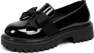 Generic Mocassins à plateforme noirs pour femme, style décontracté avec gros noeud, chaussures habillées élégantes pour le travail, Noir, 40.5 EU