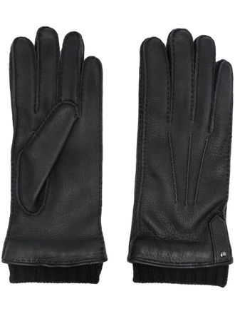 Canali gants en cuir - Noir