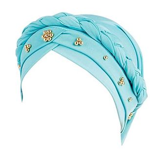 Generic Cocila Chapeau De Tresse Bonnet Coiffeur Femmes Turban Enroulé Foulard Baseball Casquettes Base- Casquette Camouflage (Light Blue One Size) Chapeau Ta