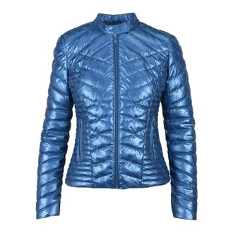 Guess Femme, Vestes, Bleu, Taille: 44 FR Veste de Motard Matelass&eacute;e avec Fermeture &Eacute;clair