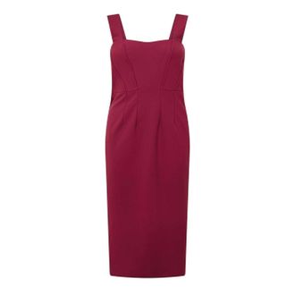 HUGO BOSS Dizena Midikleid f&uuml;r Damen, Herzausschnitt (Dunkelrot)